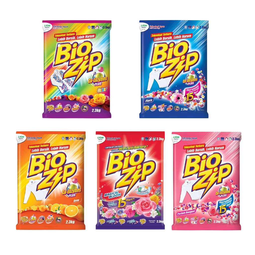 BIO ZIP Powder Laundry Detergent 2.3kg Colour Flora Oren Parfum Bouquet ...