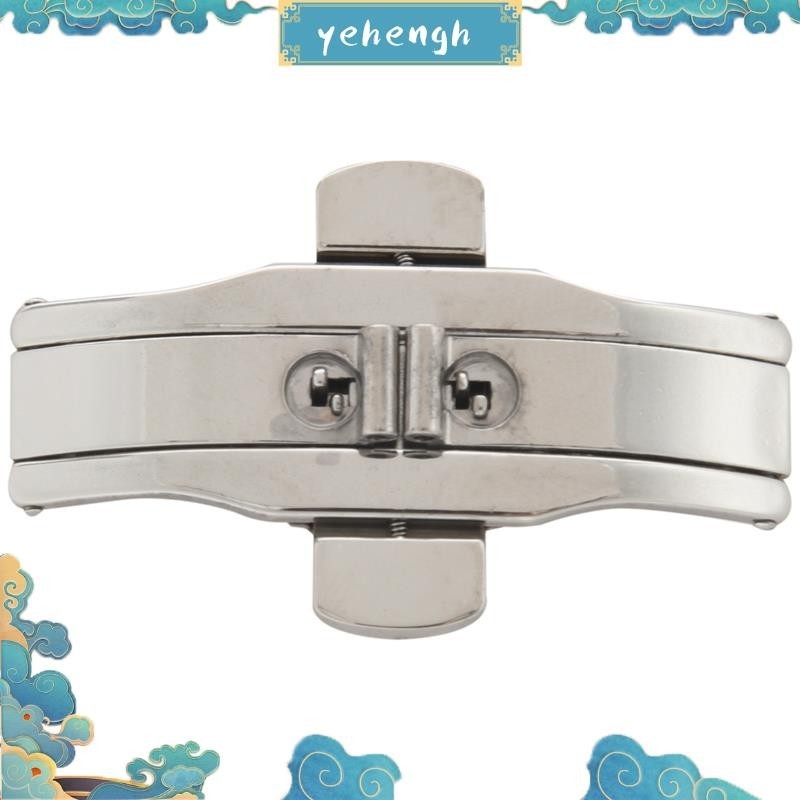 Double Push Button Butterfly Clasp Buckle Silver For 21mm Watch Band ...