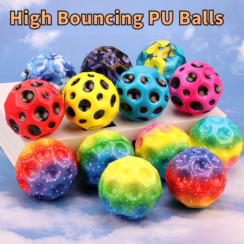 Useful Hole Ball Soft Bouncy Ball Anti-fall Moon Shape Porous Bouncy ...