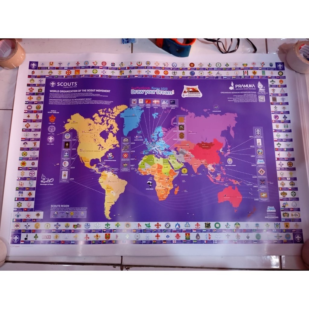 World Jamboree Map POSTER Member LOGO 172 NSO WOSM Scouts | Shopee Malaysia