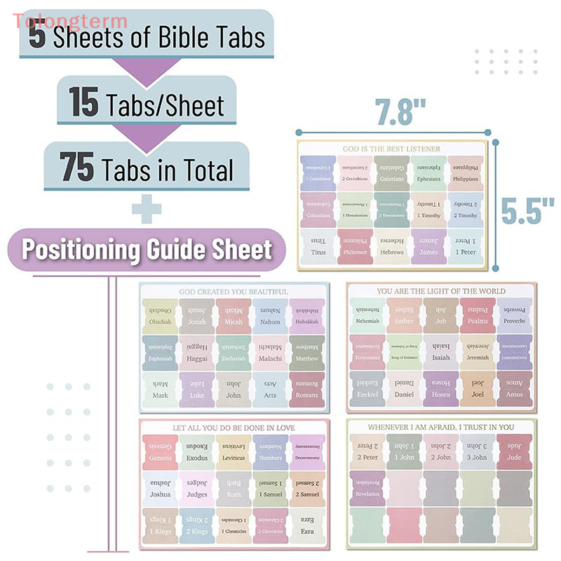 Tolongterm> Bible Tabs,75 Tabs,Colorful,Laminated Bible Tabs For Women ...