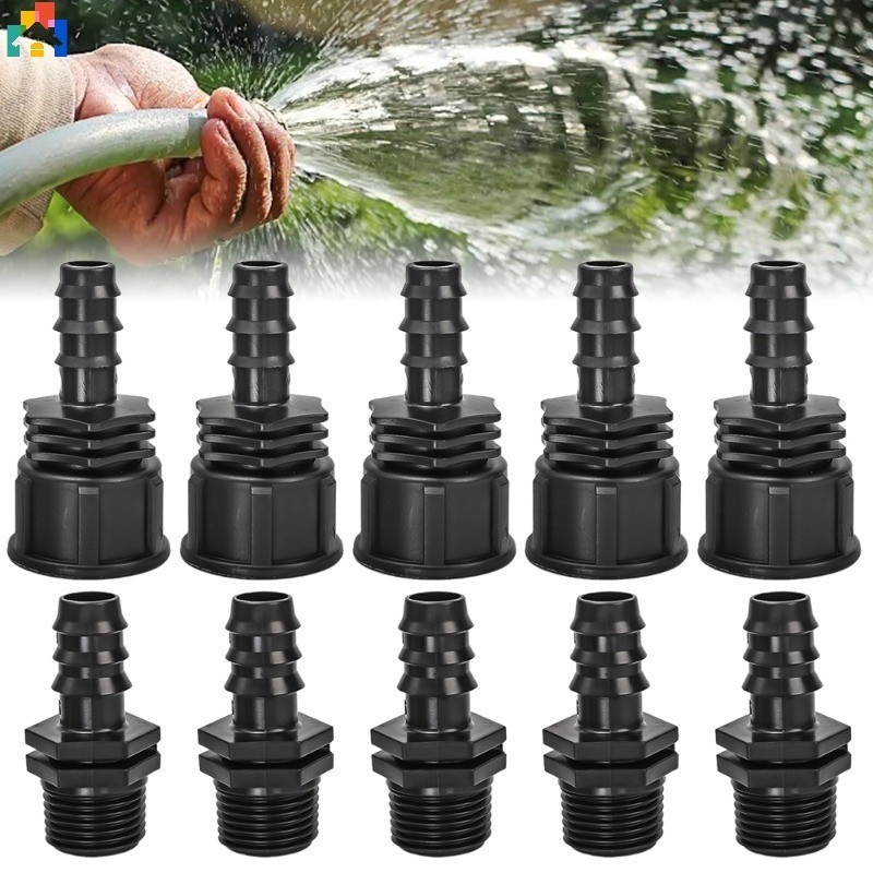 10Pcs 1/2" 3/4" Male Female Thread Connector Adapter PE Tubing Joints ...