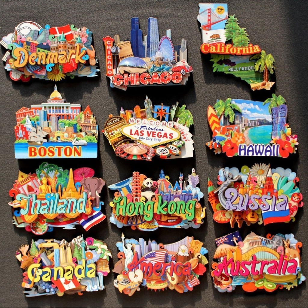 Refrigerator Magnets Australia Denmark Russia Canada America Thailand ...