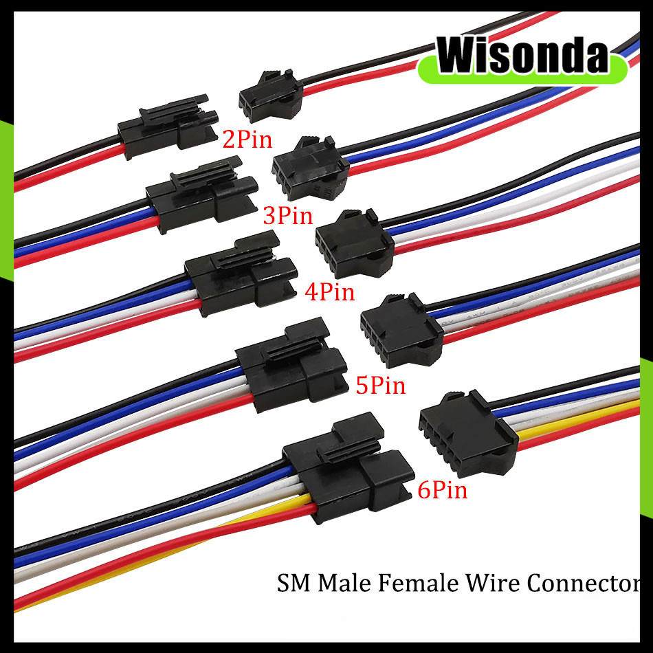 5Pairs JST SM Male Female Wire Cable Connector 2/3/4/5/6 Pin JST SM ...