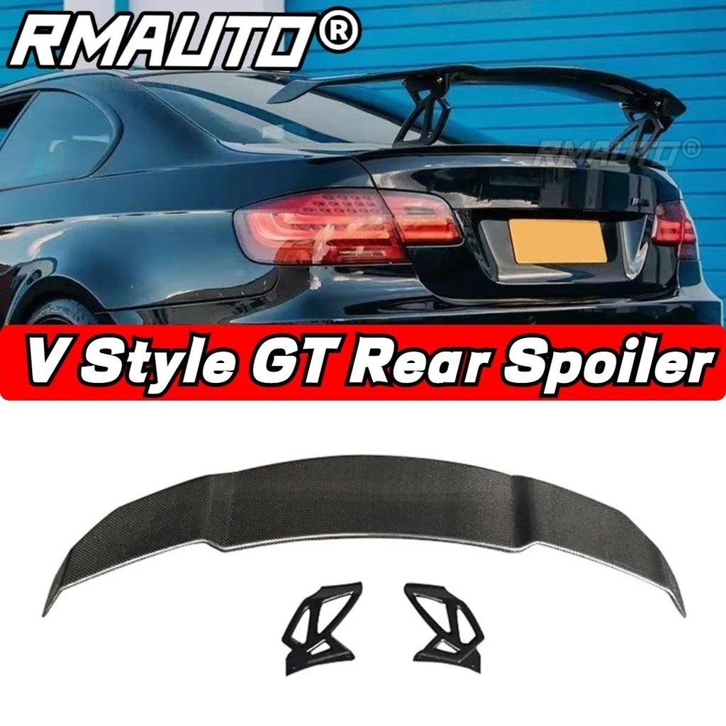 RMAUTO Real Carbon Fiber V Style Universal Car Rear Trunk Spoiler Wing ...