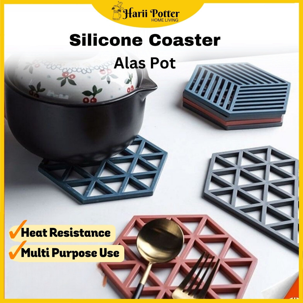 Non Slip Silicone Coaster Cup Pot Coaster Alas Meja Alas Cawan Periuk ...