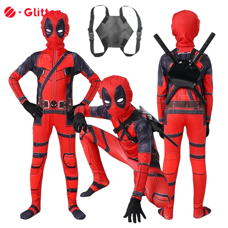 Marvel X-men Deadpool Cosplay Costume Boy Men Halloween Superhero ...