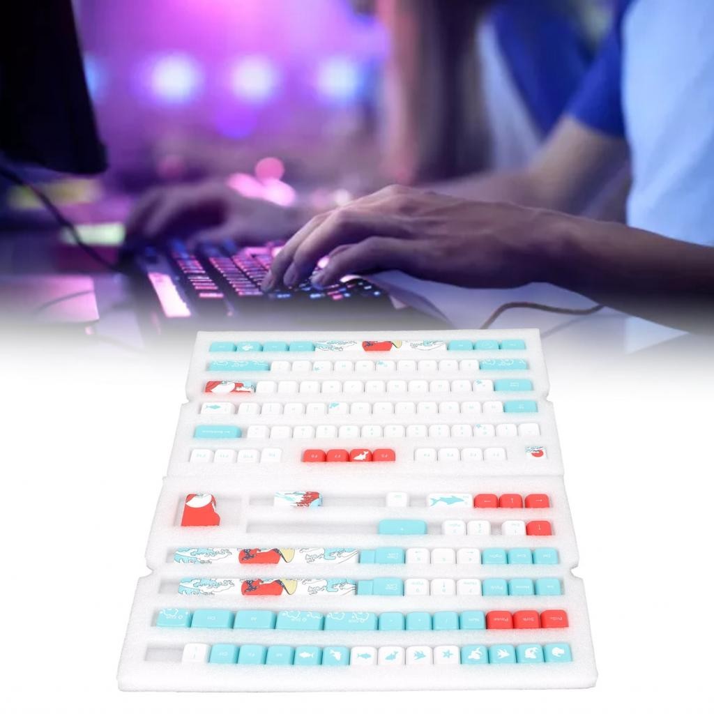 Maib PBT Keycaps 128 Keys Cartoon Whale Style Fadeless Durable Easy ...
