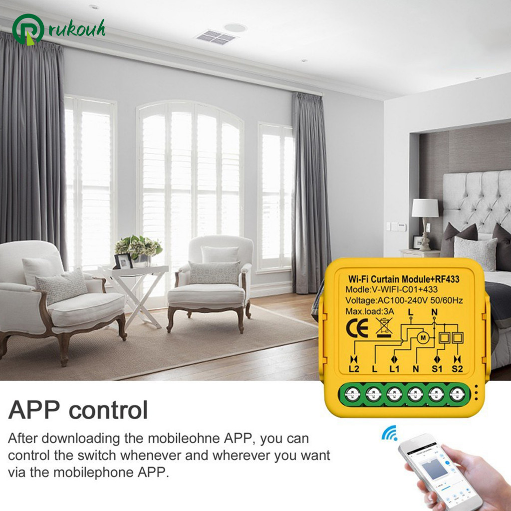 [rukouh] Curtain Smart Switch Wireless Curtain Switch Smart Wi-fi ...