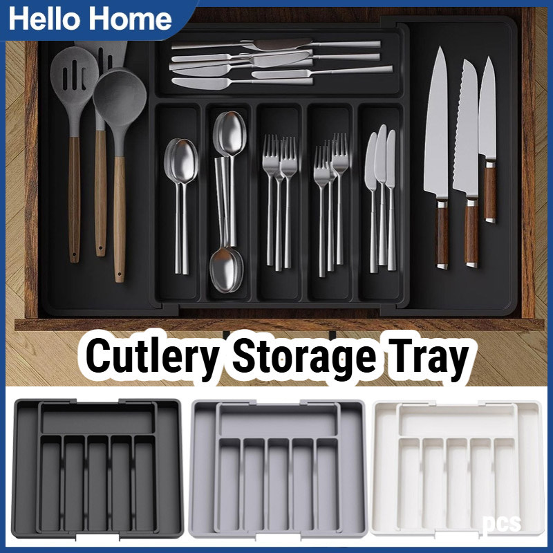 Cutlery Storage Tray Kitchen Drawer Divider Tableware Storage Box ...