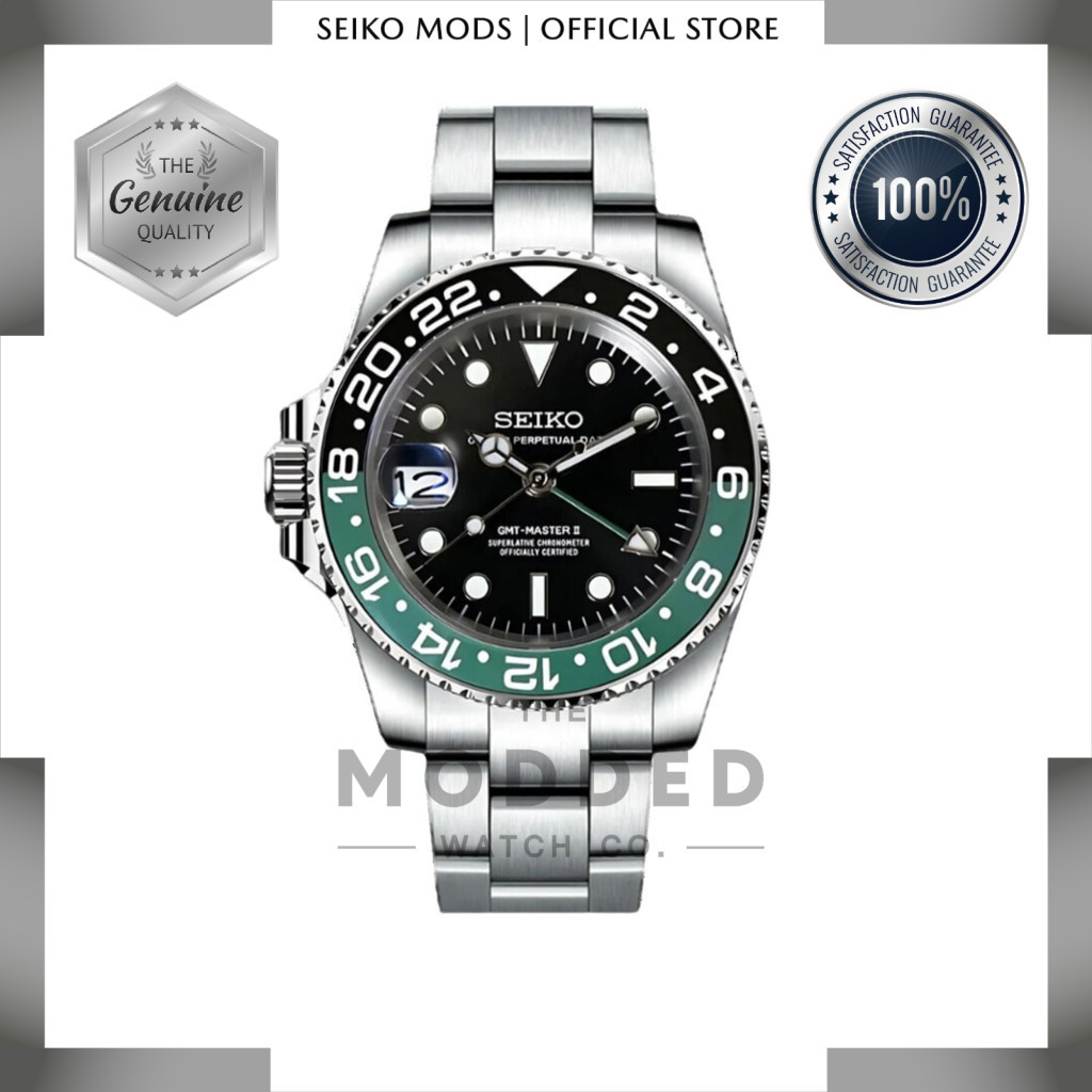 [MODDED] SEIKO MOD GMT MASTER II 40MM GREEN BEZEL LEFT HANDED "SPRITE ...
