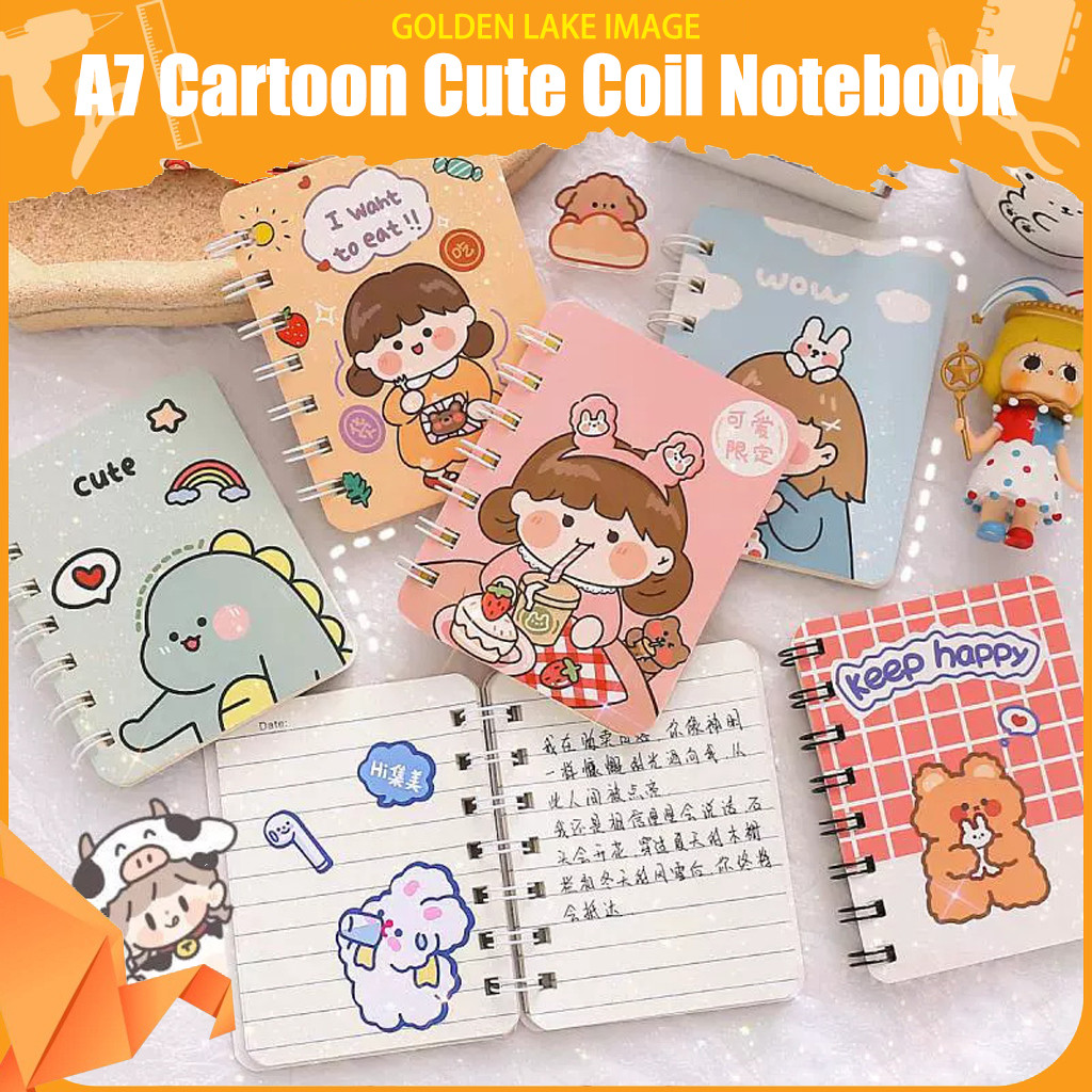 A7 Cartoon Coil Notepad Flip Mini Cute Spiral Notebook Ins Style ...