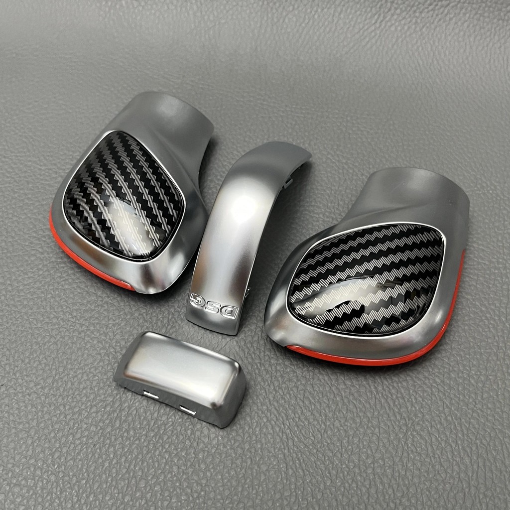 Chrome With Carbon Gear Shift Knob Side Cover DSG Emblem For VW Golf 6 ...