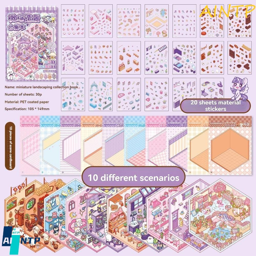 AINTP Landscape Sticker Book, 10 in 1 Cartoon 3D Stickers Scene Set ...