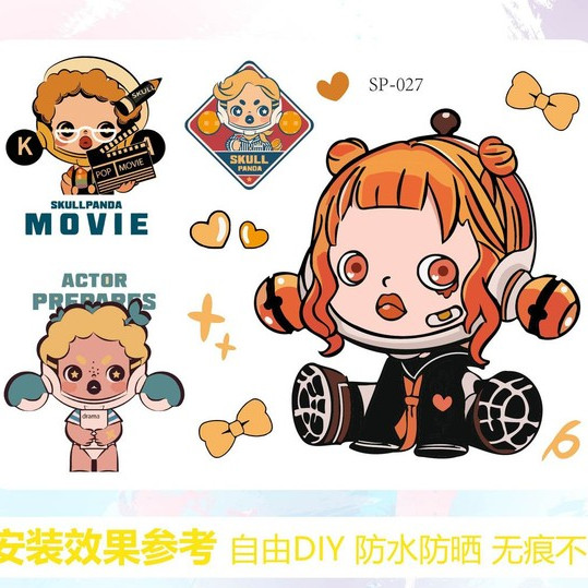 POPMART stickers cartoon skeleton panda cute stickers motorcycle ...