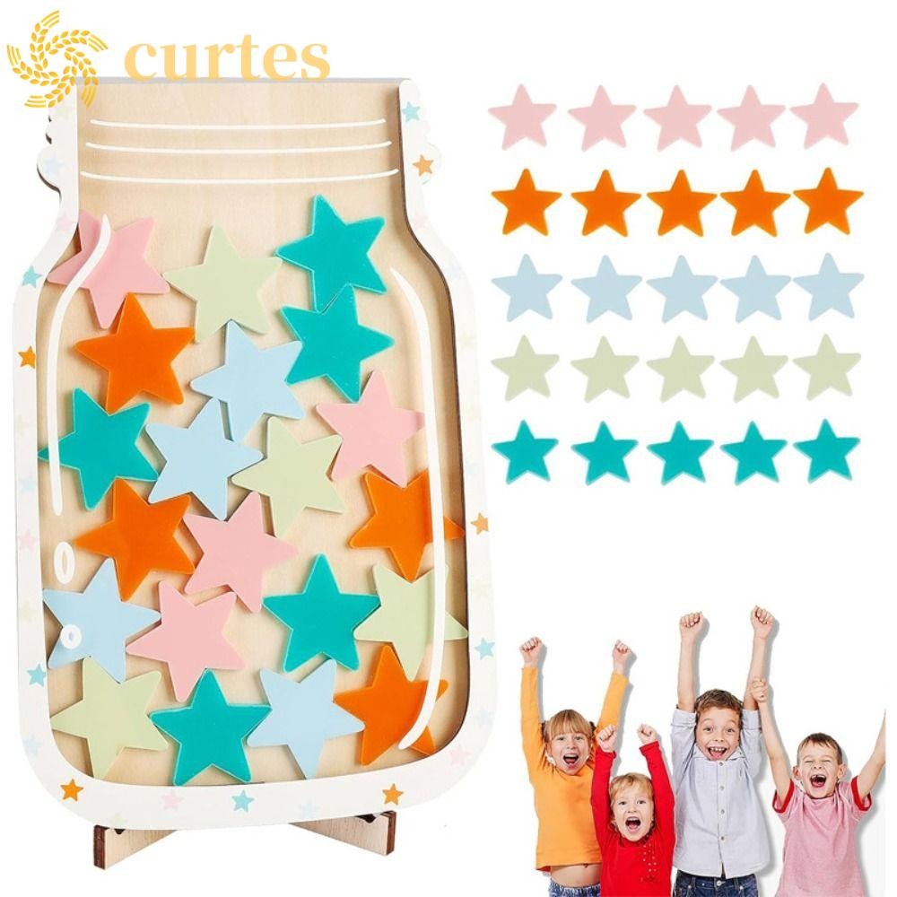 CURTES Positive Behavior Rewards Jar, Wooden Individuation Kids Star ...