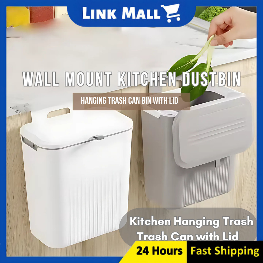 Link Wall Mount Dustbin Tong Sampah Gantung Kitchen Hanging Dustbin ...