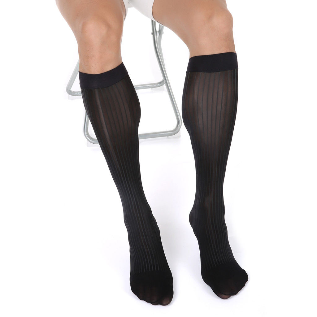 Men's Mirror Thin Formal Wear Tube Socks Suit Nylon Business Horse Oil ...