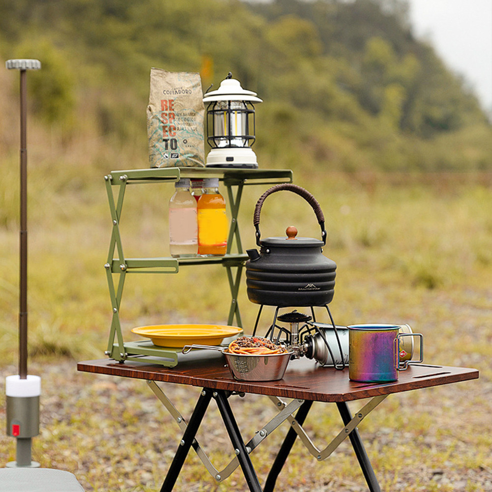 3 Tier Foldable Camping Rack Aluminum Alloy Folding Storage Rack for ...