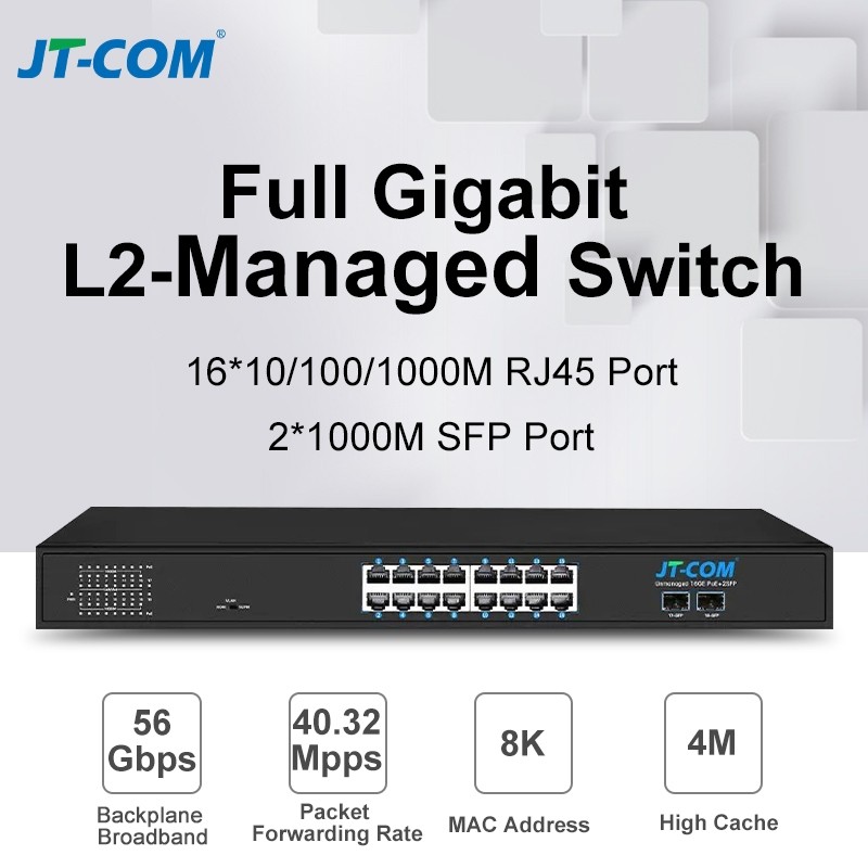 JT-COM 16-Port Network Switch Gigabit Ethernet 1000Mbps High ...