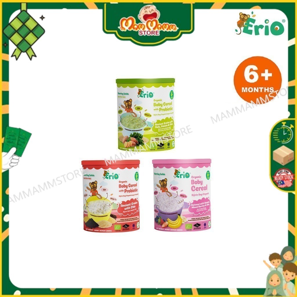 Erio Organic Baby Cereal with Probiotic 200g for 6 months+ | Shopee ...
