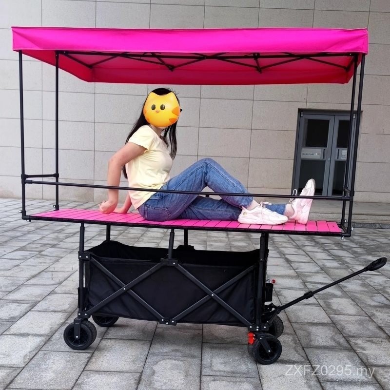 Foldable Portable Trolley Camping Trolley Table Lift Trailer Night ...