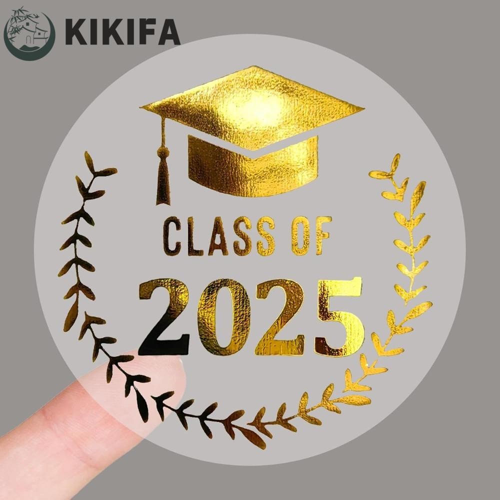 KIKIFA 120pcs Graduation Stickers, Transparent Gold Foil Class of 2025 ...
