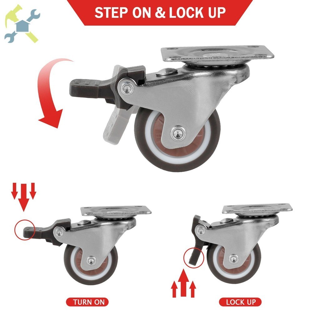 4Pcs Stainless Steel Castor Swivel Caster Furniture Office Rubber ...