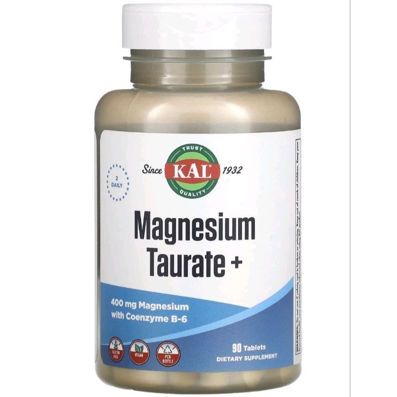 KAL, Magnesium Taurate +, 400 mg, 90/180 Tablets (200 mg per Tablet ...