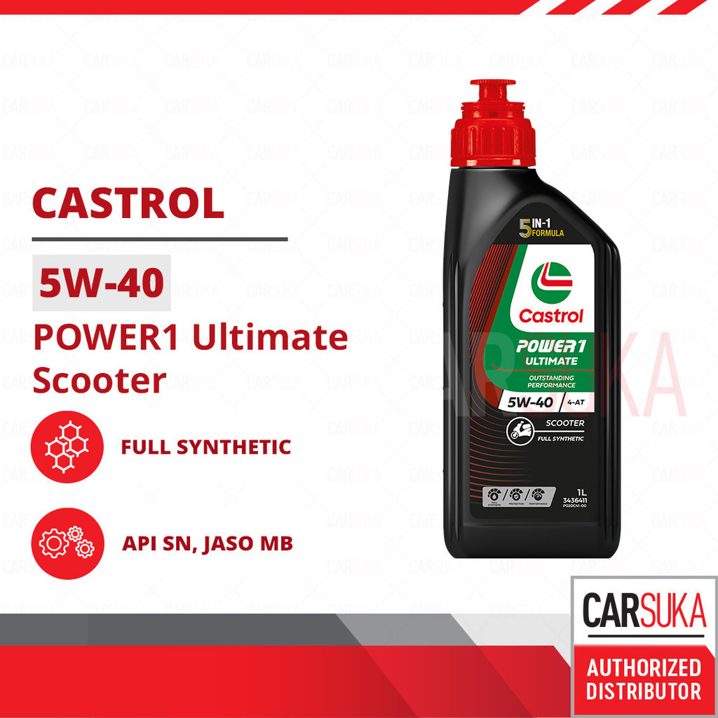 Castrol POWER1 ULTIMATE Scooter 4-AT 5W-40 (1L) Scooter Full Synthetic ...