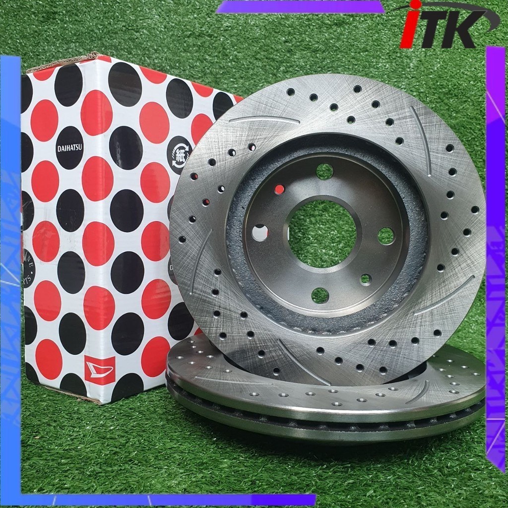 DAIHATSU DRILLED SPORT DISC ROTOR SET FOR PERODUA MYVI 2005-2017 ...