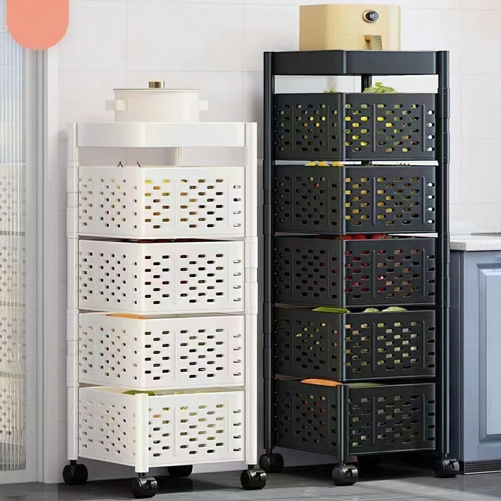 5-tier stainless steel multi-purpose rotating shelf with wheels for ...