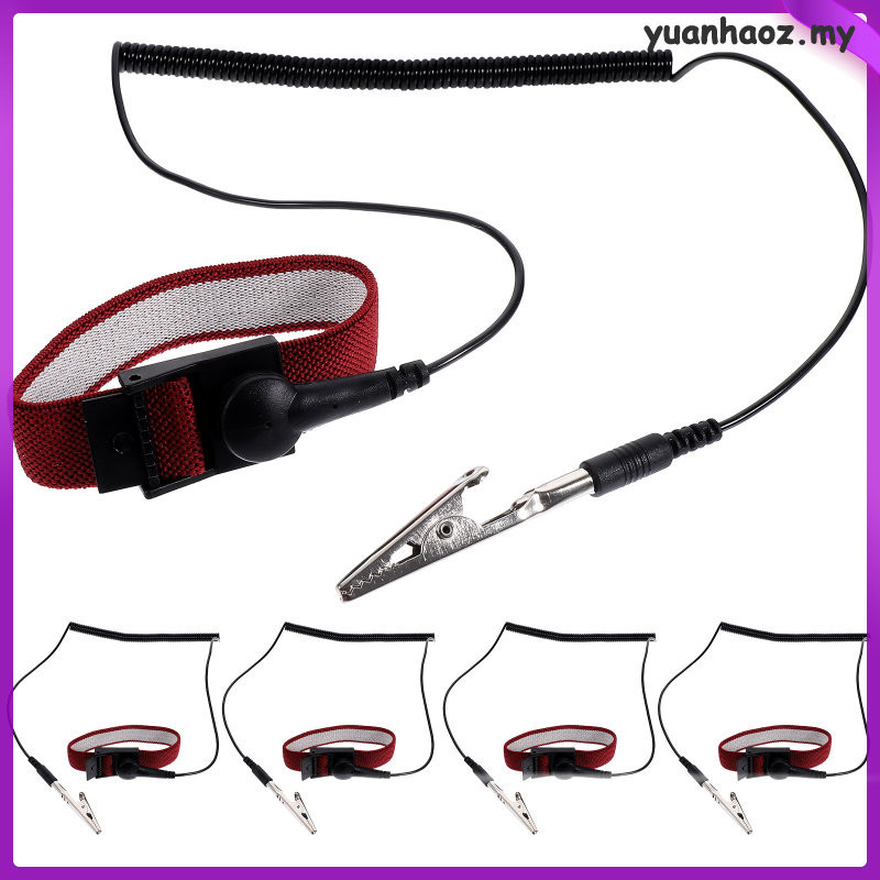 5 Pcs Anti-static Wrist Strap with Adjustable Spiral Wire Grounding Esd ...