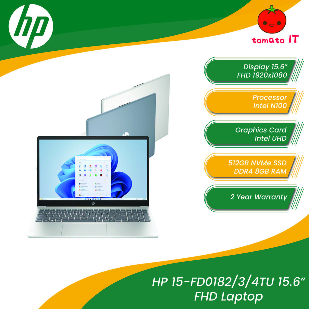 HP 15-FD0182/3/4TU Laptop (15.6" FHD/N100/Intel UHD/512GB SSD/8GB DDR4 ...