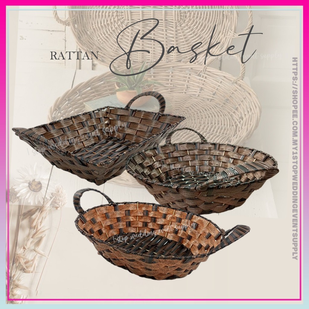 BASKET RATTAN/BAKUL HAMPER/BAKUL BUAH/STORAGE BASKET/WRICKER BASKET ...