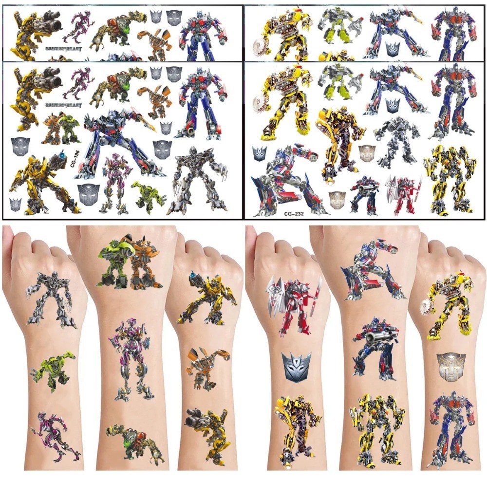 Transformation Tattoo Stickers Waterproof Transformer Sticker Funny ...
