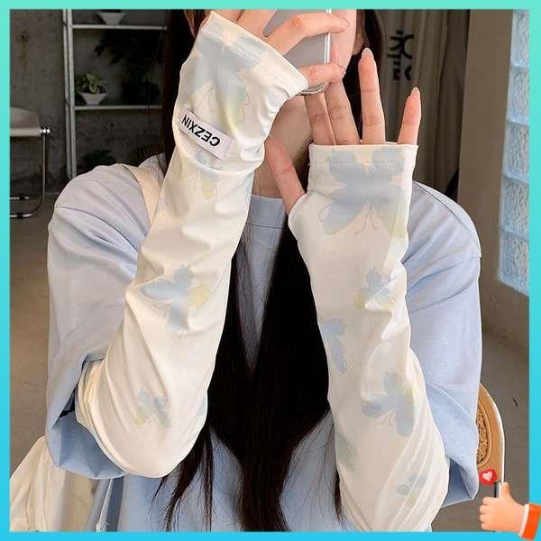 handsock handsock pendek Lengan ais pelindung matahari wanita UV ...