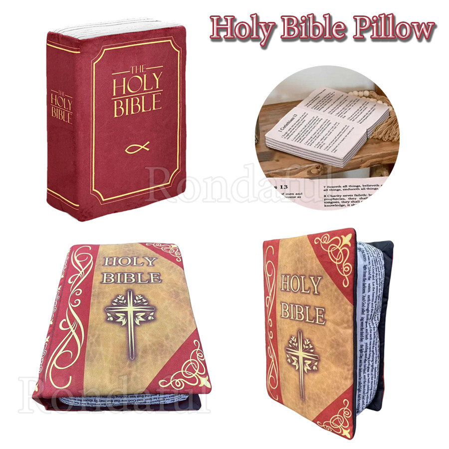 Holy Bible Plush Pillow Opens to Reveal Bible Verses Soft Plushies ...
