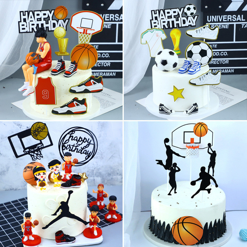 Cake Topper Football Theme Basketball Foot Basketball Hoop Cake Topper ...