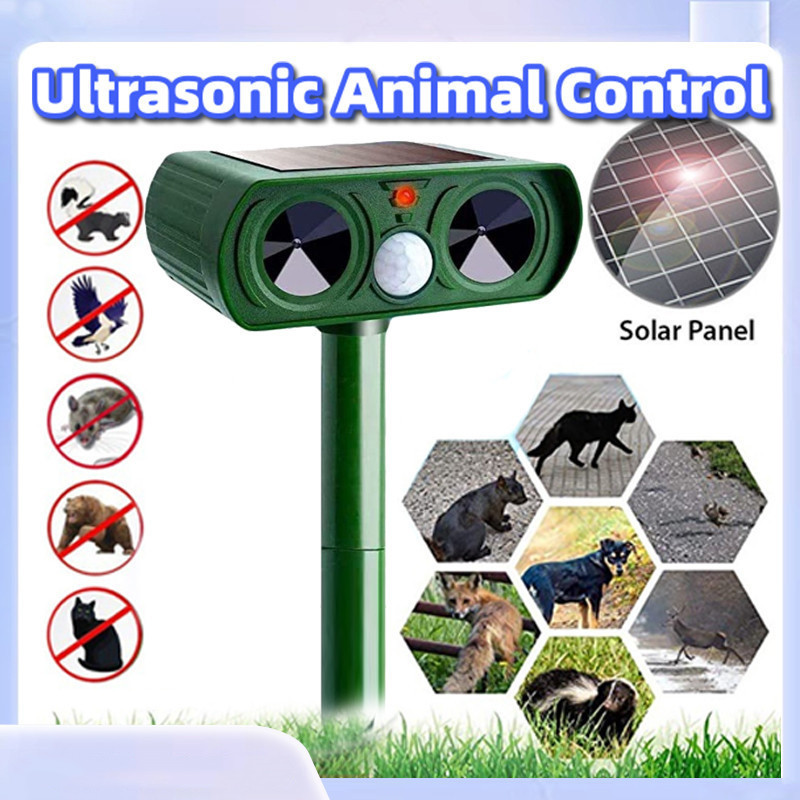 Solar Ultrasonic Animal Repeller Outdoor Animal Deterrent Solar Dog ...