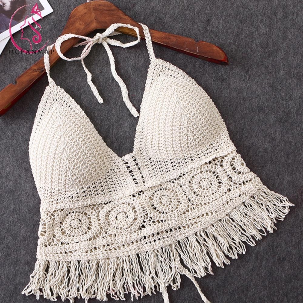 OCEANMAP Female Embroidery Camisole Bathing Suit Elastic Hot Tops ...