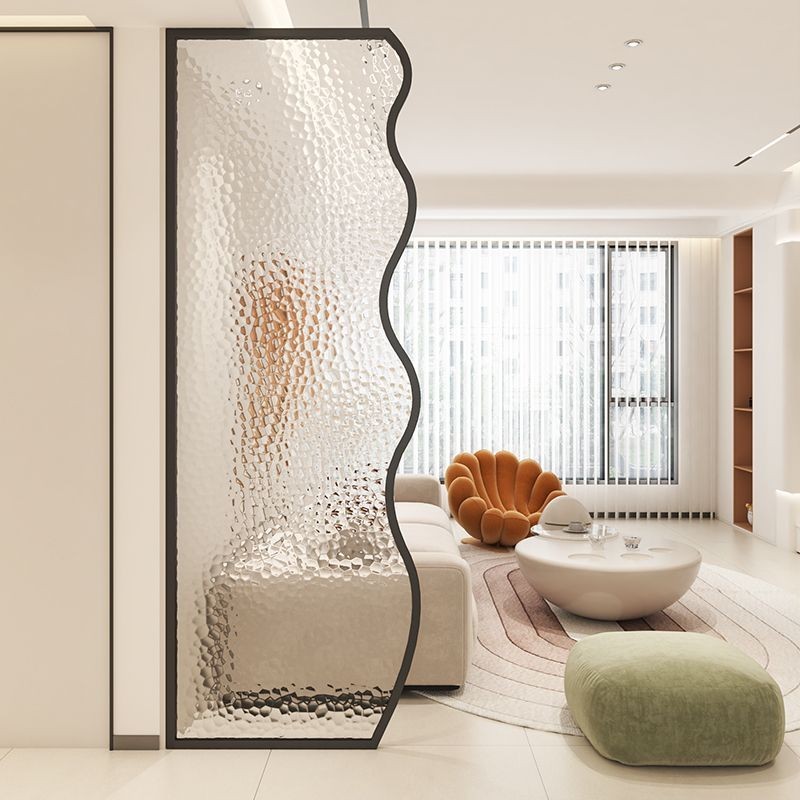 Customized Light Luxury Tempered Glass Partition Living Room Entrance ...