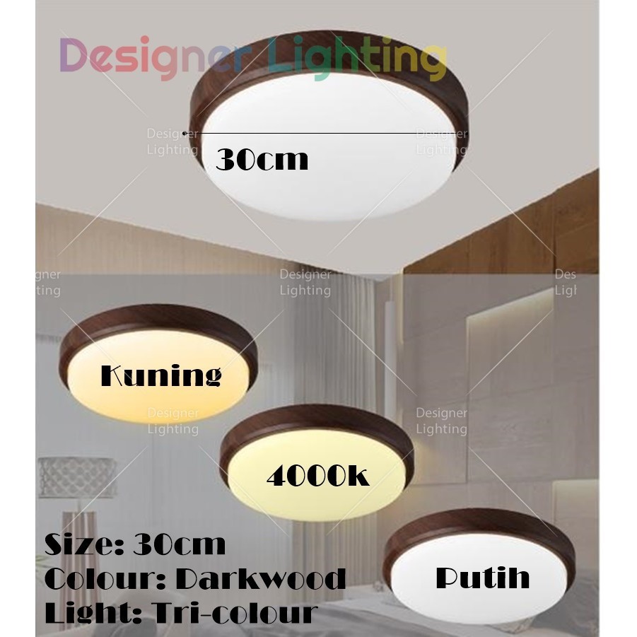 Designer Lamp [Darkwood Frame] 30cm Led Ceiling Lamp Lampu Ceiling ...