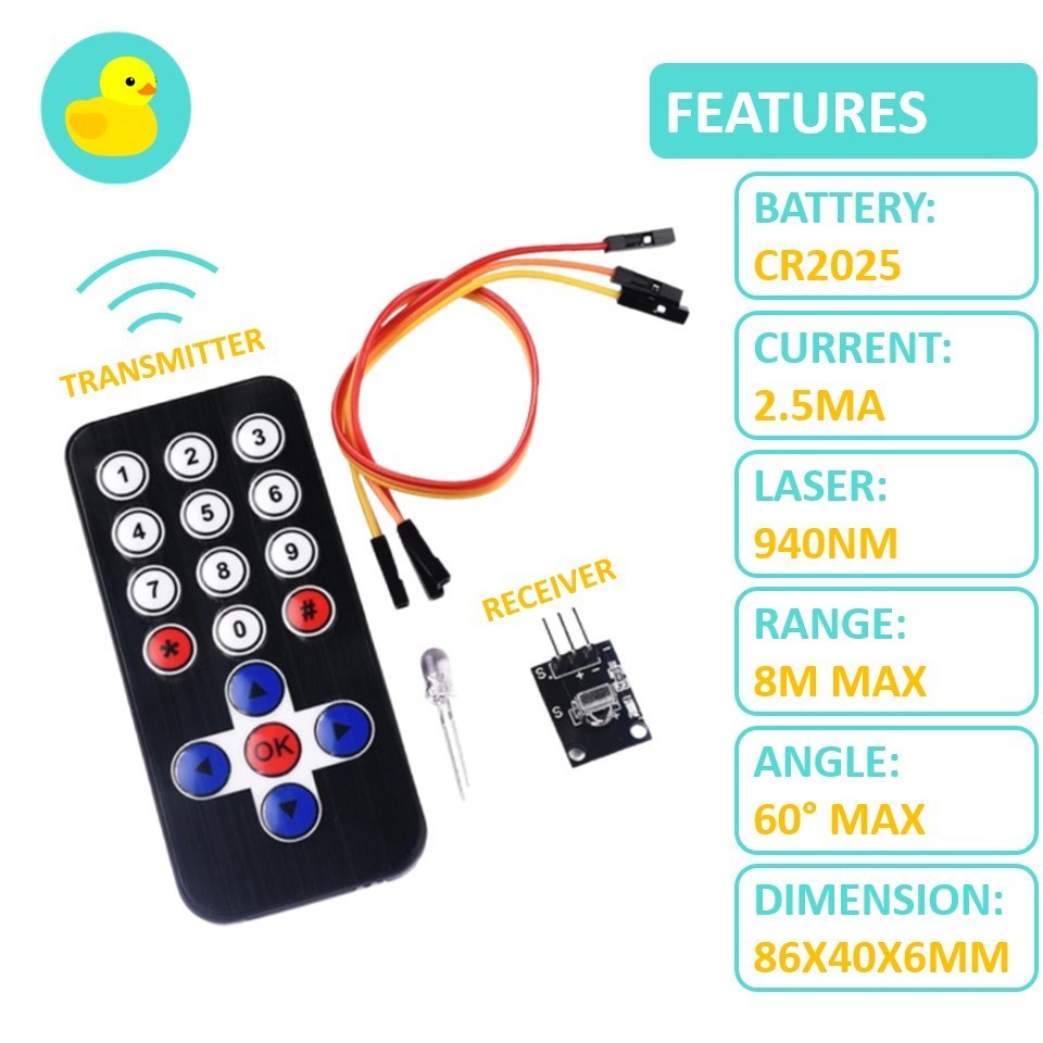 Hx1838 With Nec Code Infrared Ir Remote Control Module And Receiver Kit