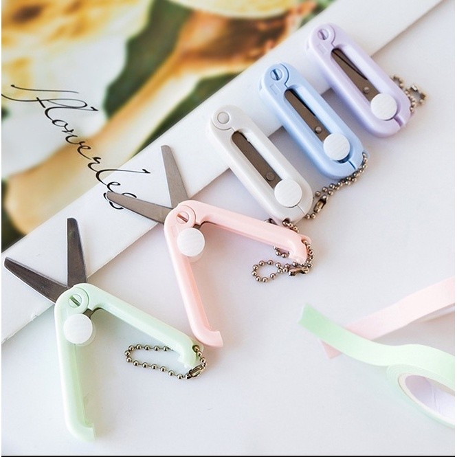 Portable Retractable Scissor Compact Gunting Lipat Scissor Safe Folding ...