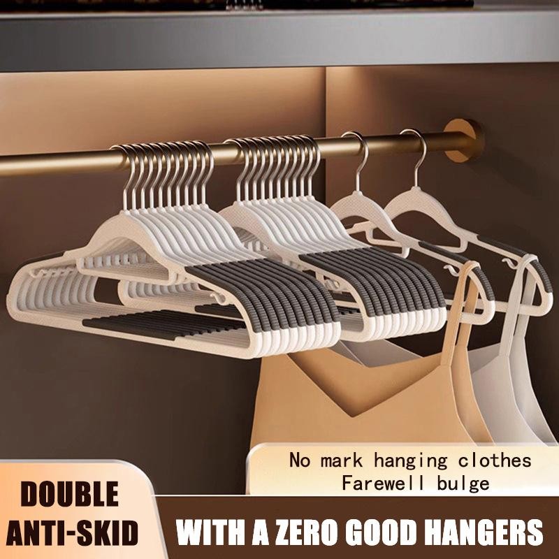 Plastic Hangers 10 Pack Heavy Duty Dry Wet Clothes Hangers with Non ...