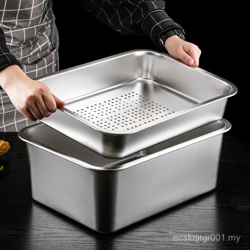 Stainless Steel Rectangular Drain Basin Thickened Vegetable Wash Basin ...