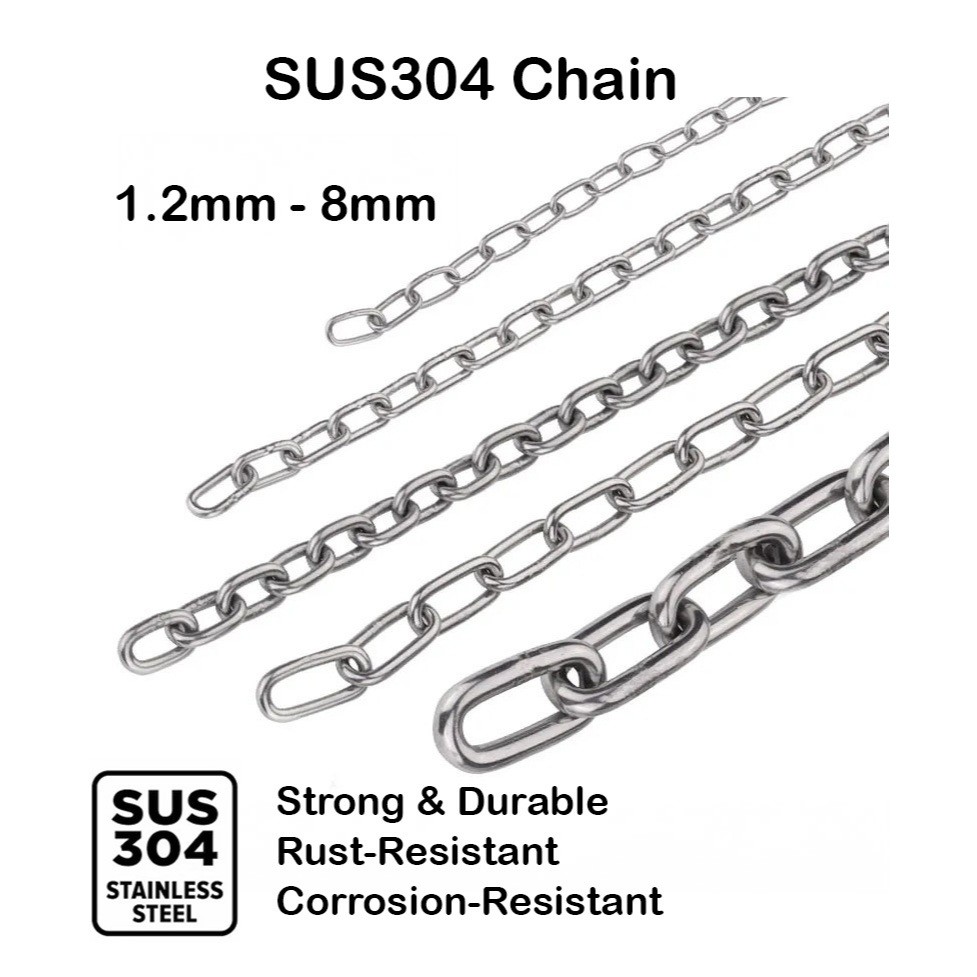 SUS304 Stainless Steel Long Chain (1.5mm - 6mm) / Corrosion and Rust ...
