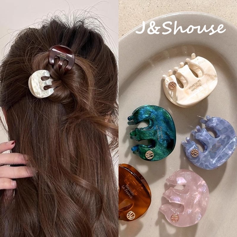 KF958 Korean small size acetate “M” shape colorful hair claw clip women ...