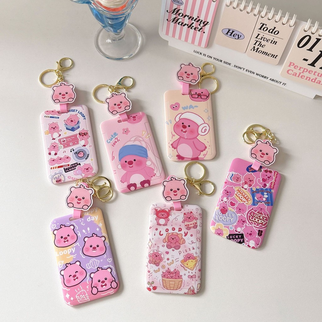 Loopy Card Holder With Lanyard Retractable Card Case Little Bear Slip ...